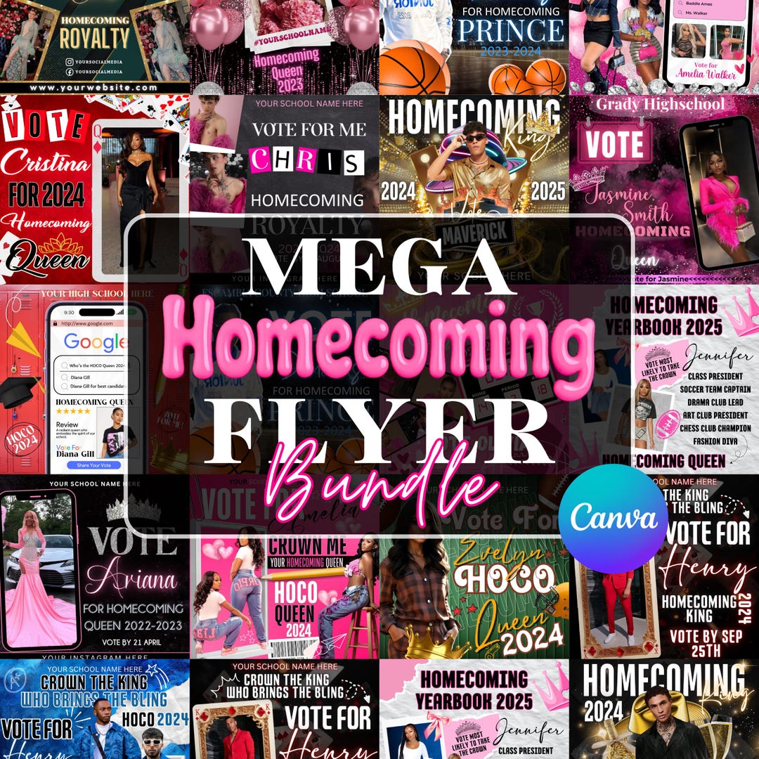 Editable Homecoming Queen Campaign Flyer Bundle, Homecoming Election ...