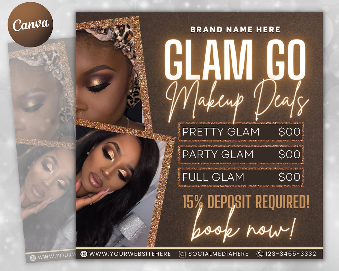 Editable Glam Go Makeup Special Deals Template, Custom Makeup Pricing ...