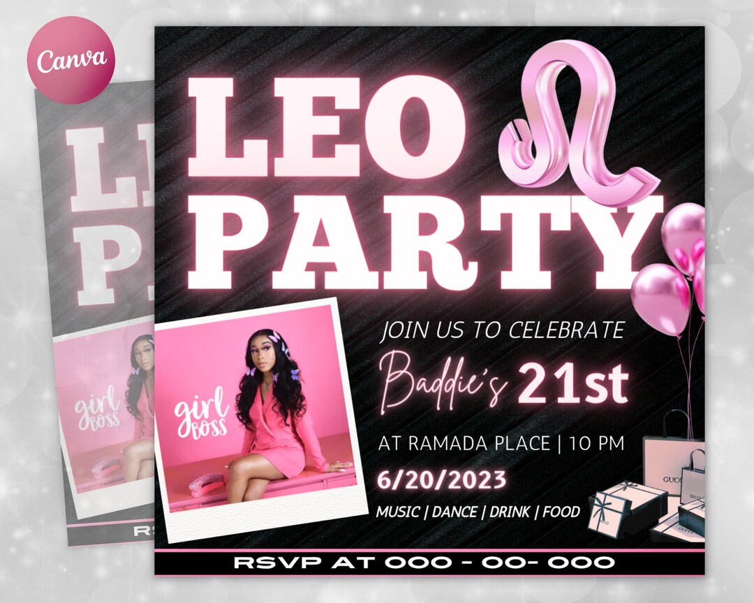 Leo Birthday Flyer Birthday Template Birthday Girl Party - Etsy