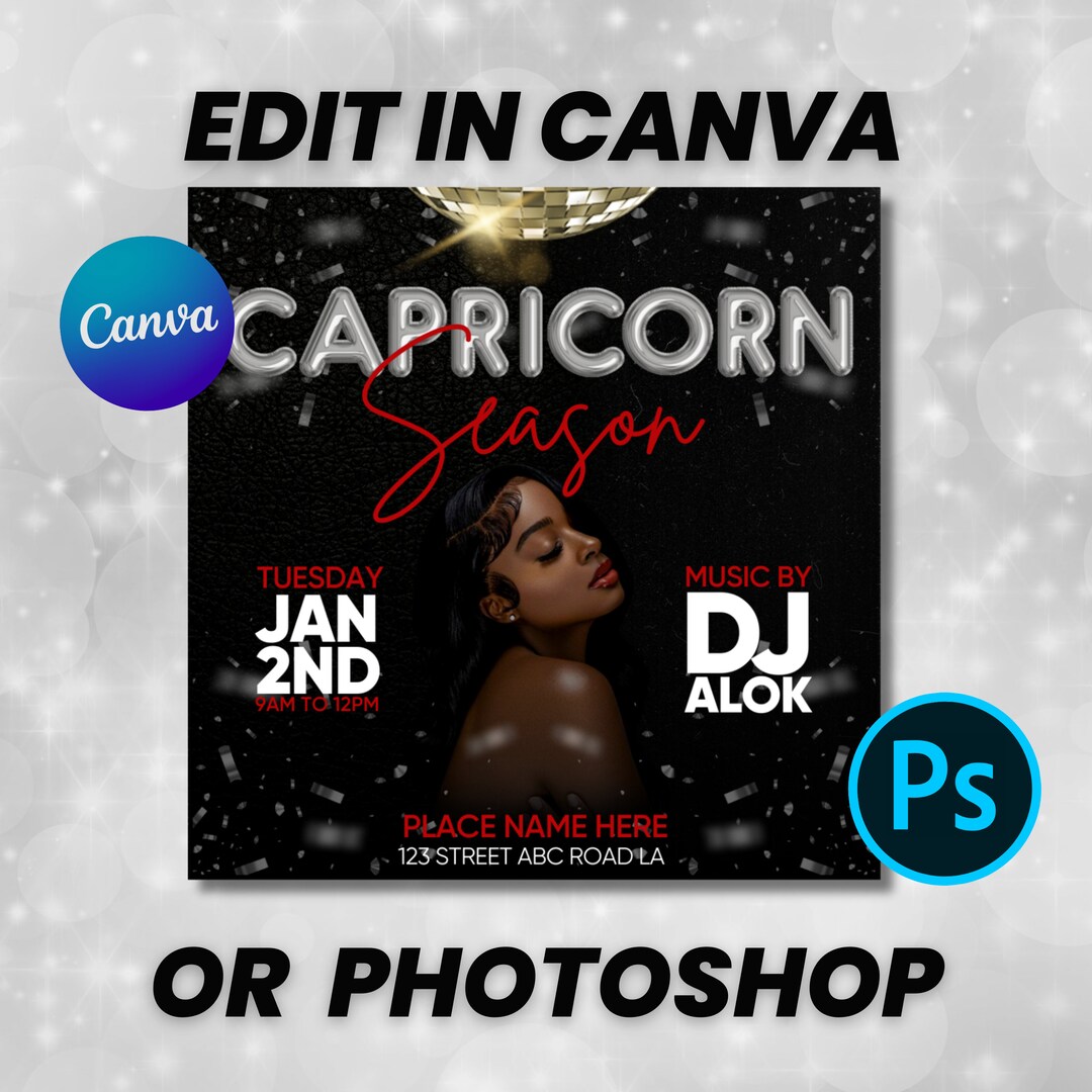 Capricorn Birthday Flyer, Capricorn Bash Flyer, Birthday Flyer ...