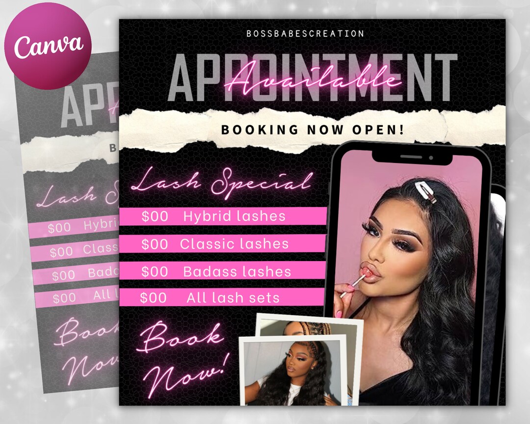 Appointment Available Flyer, Lash Special Flyer, Booking Flyer, Lash ...