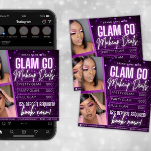 Editable Glam Go Makeup Special Deals Template, Custom Makeup Pricing ...