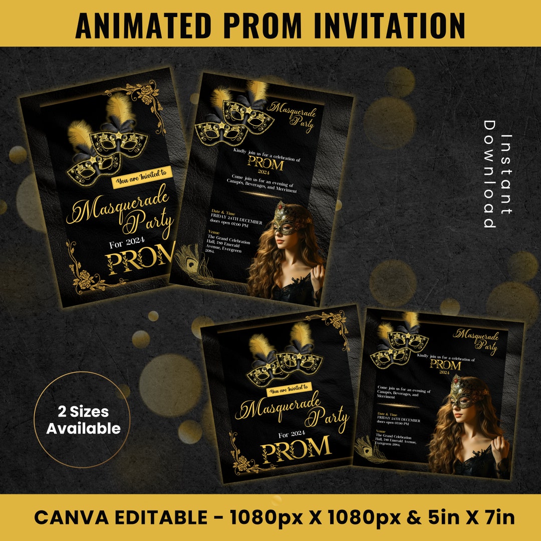 Prom Invitation Template, Prom Masquerade Theme Flyer, Prom Send Off ...