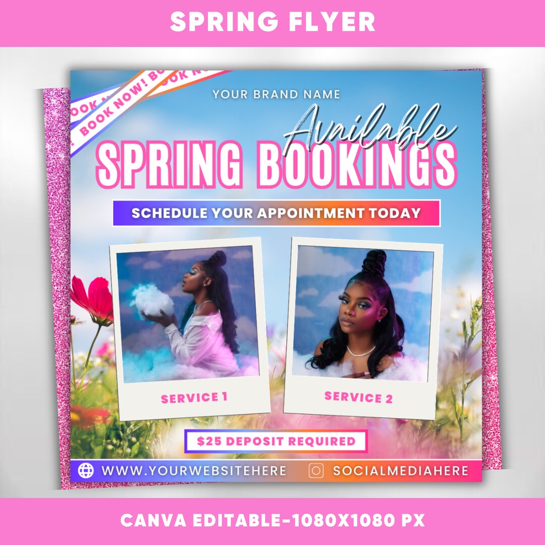 Spring Break Hair Flyer, Hairstylist Flyer, Book Now Flyer, Spring Hair ...
