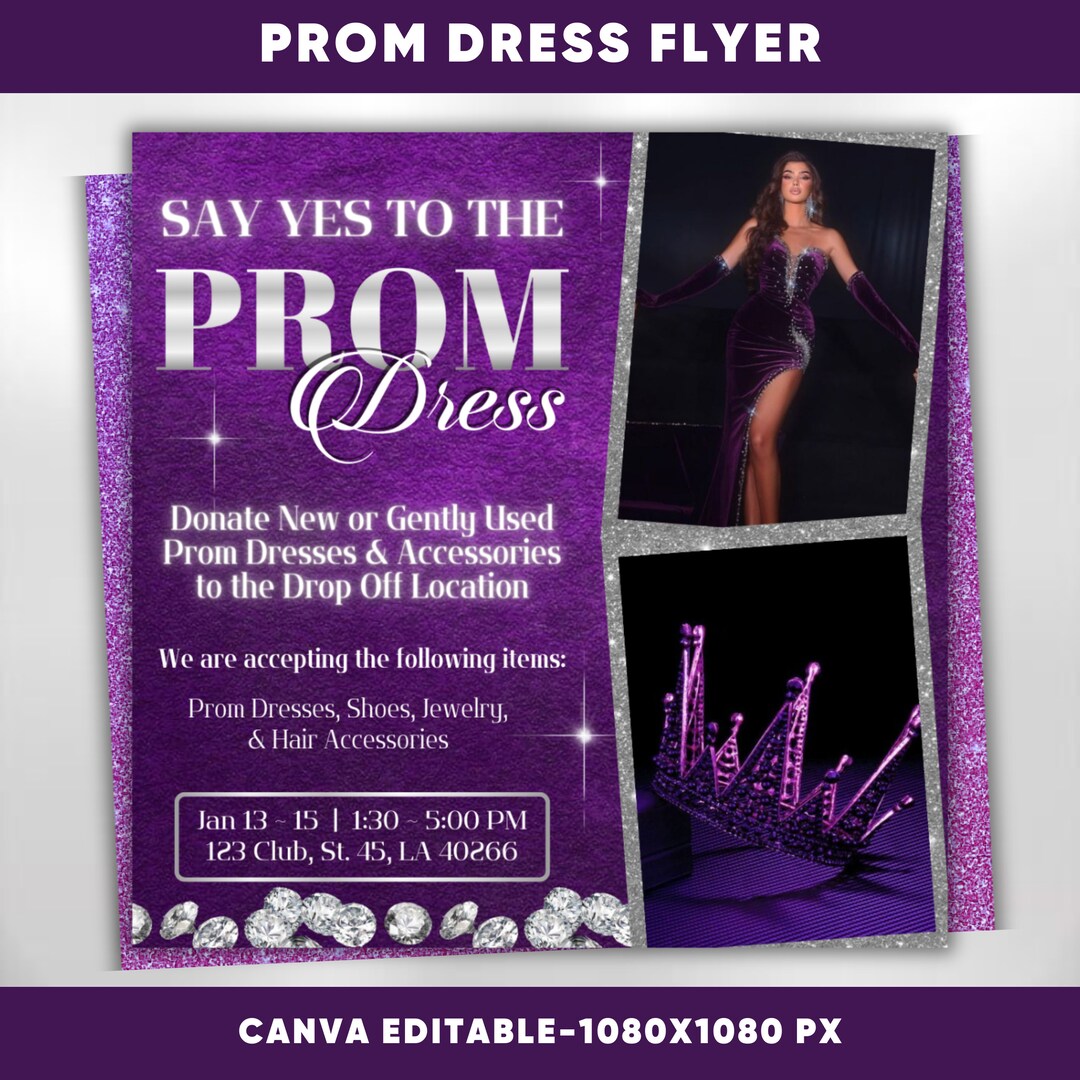 Prom Dress Flyer, Purple Prom Dress Flyer, Prom Flyer, Prom Dress Sale ...