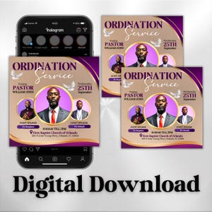 Ordination Service Flyer, Church Flyer, Ordination Church Flyer ...