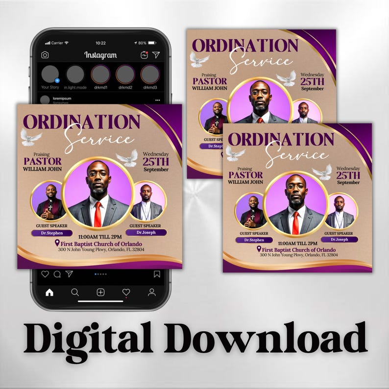 Ordination Service Flyer, Church Flyer, Ordination Church Flyer ...