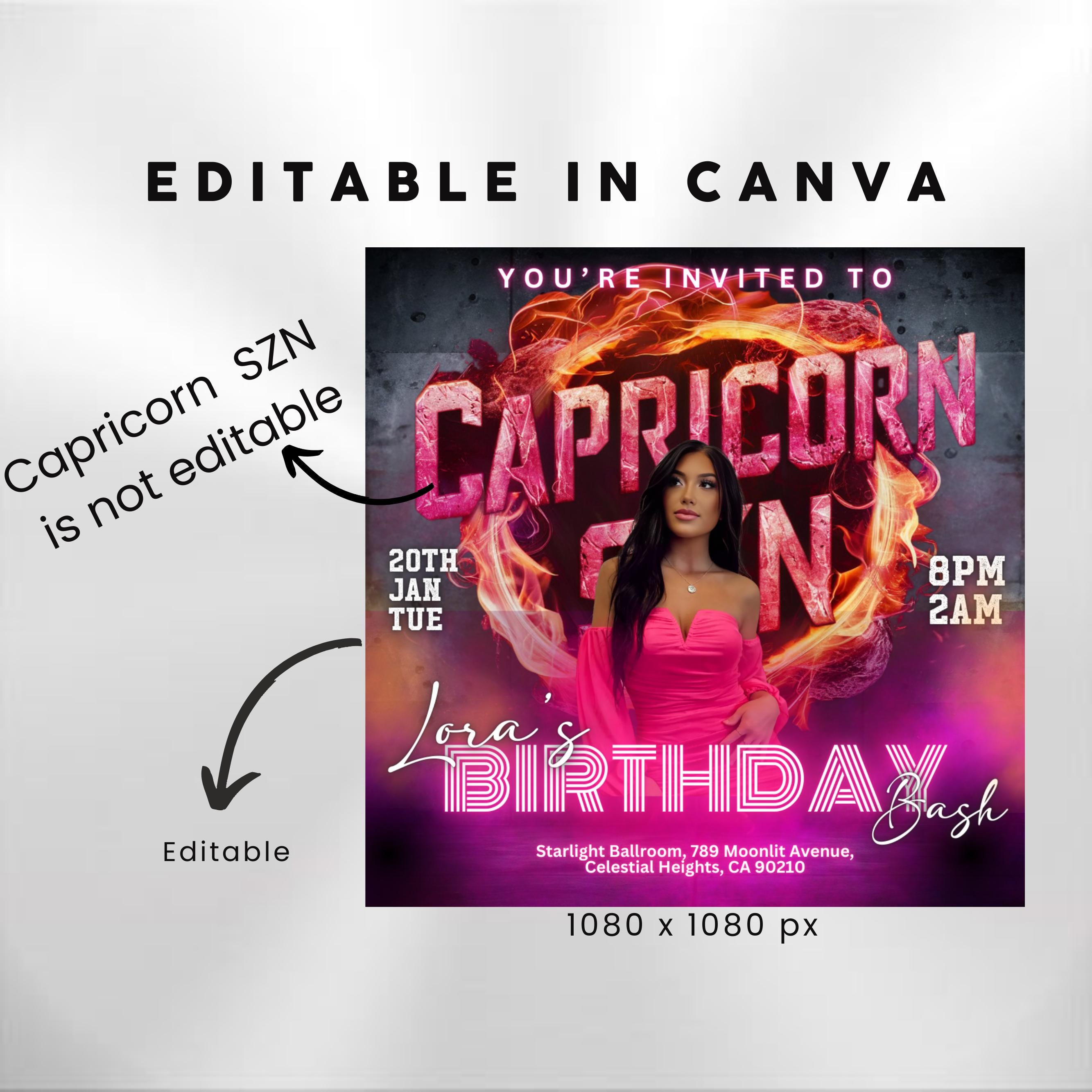 Capricorn Birthday Flyer, Birthday Girl, Happy Birthday Flyer ...