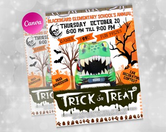 EDITABLE Trunk or Treat, Halloween Flyer, Trunk or Treat Invitation ...