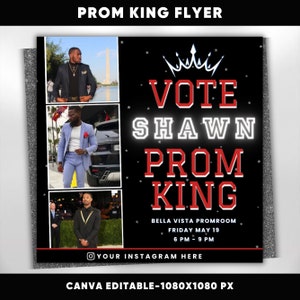 Vote for Prom King Flyer, Prom Send off Flyer, Prom Invitation Flyer ...
