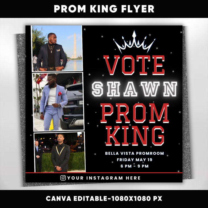 Vote for Prom King Flyer, Prom Send off Flyer, Prom Invitation Flyer ...