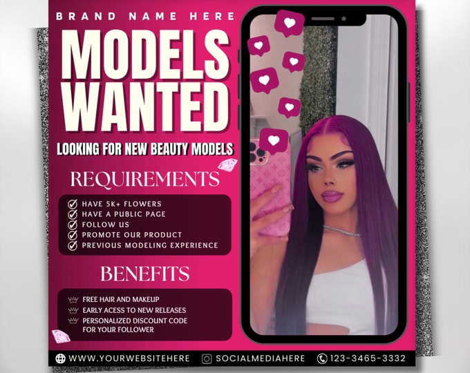 Models Wanted Flyer, Beauty Models Needed Flyer, Wanted Brand ...