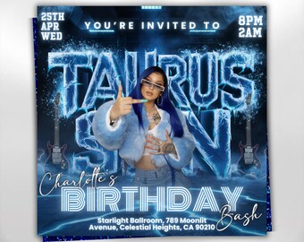 Taurus Season Party Flyer, Birthday Szn Flyer, Taurus Invitation Flyer ...