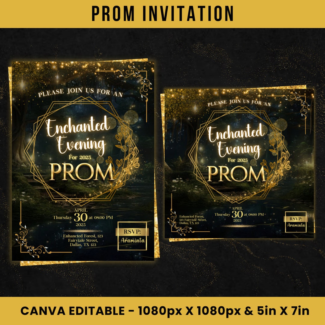 Prom Enchanted Forest Invitation, Enchanted Garden Theme Invitation ...