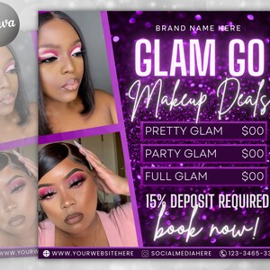 Editable Glam Go Makeup Special Deals Template, Custom Makeup Pricing ...