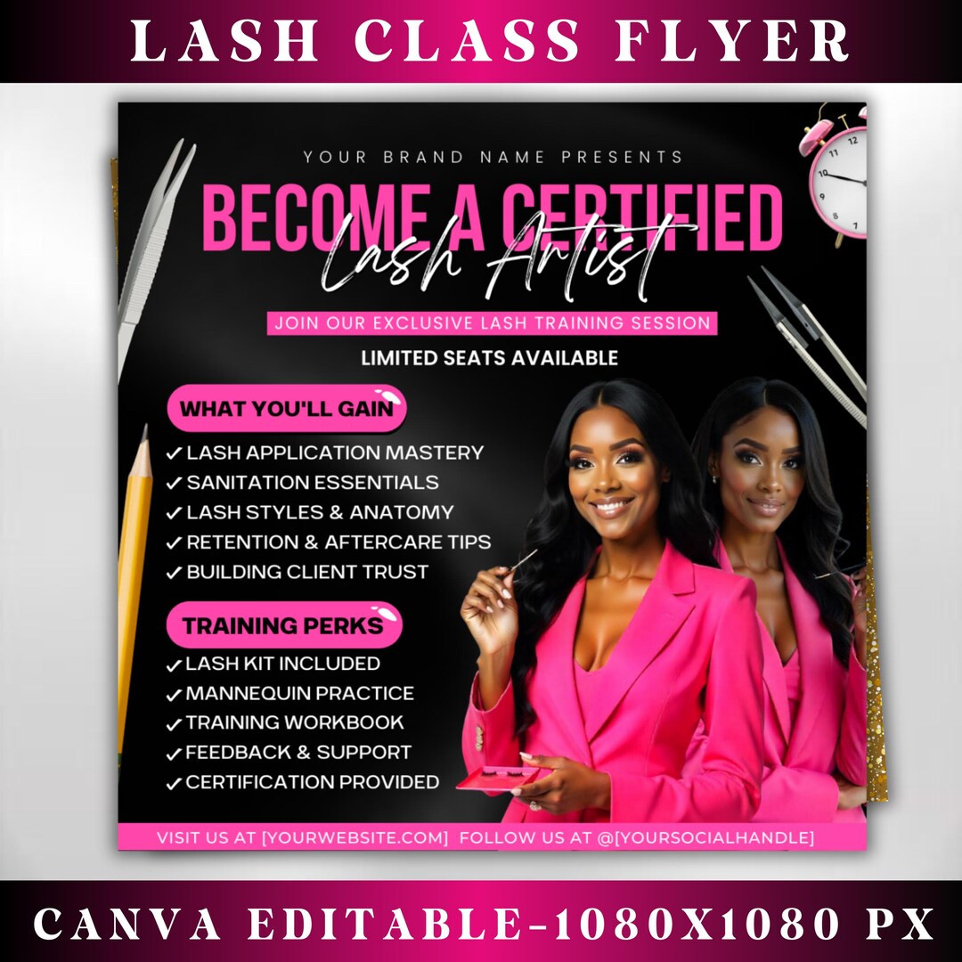 Lash Class Flyer Set | Course Flyer | Lash Training Course | Book Now ...