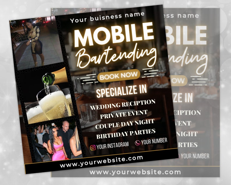 Mobile Bartending Flyer DIY Flyer Template Design Bar Flyer - Etsy