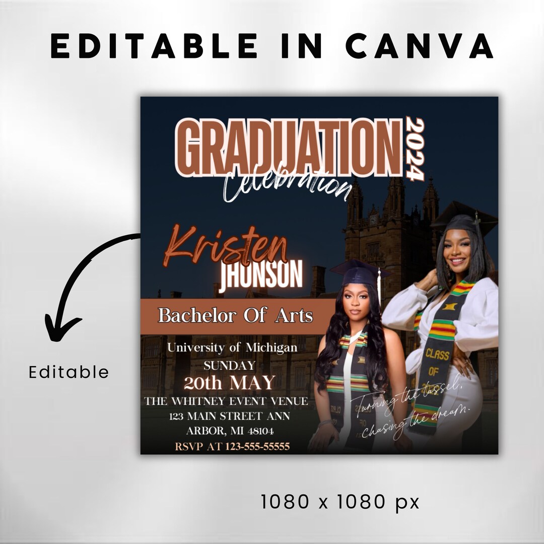Class of 2024 Graduation Flyer, Canva Graduation Invite, DIY Grad ...