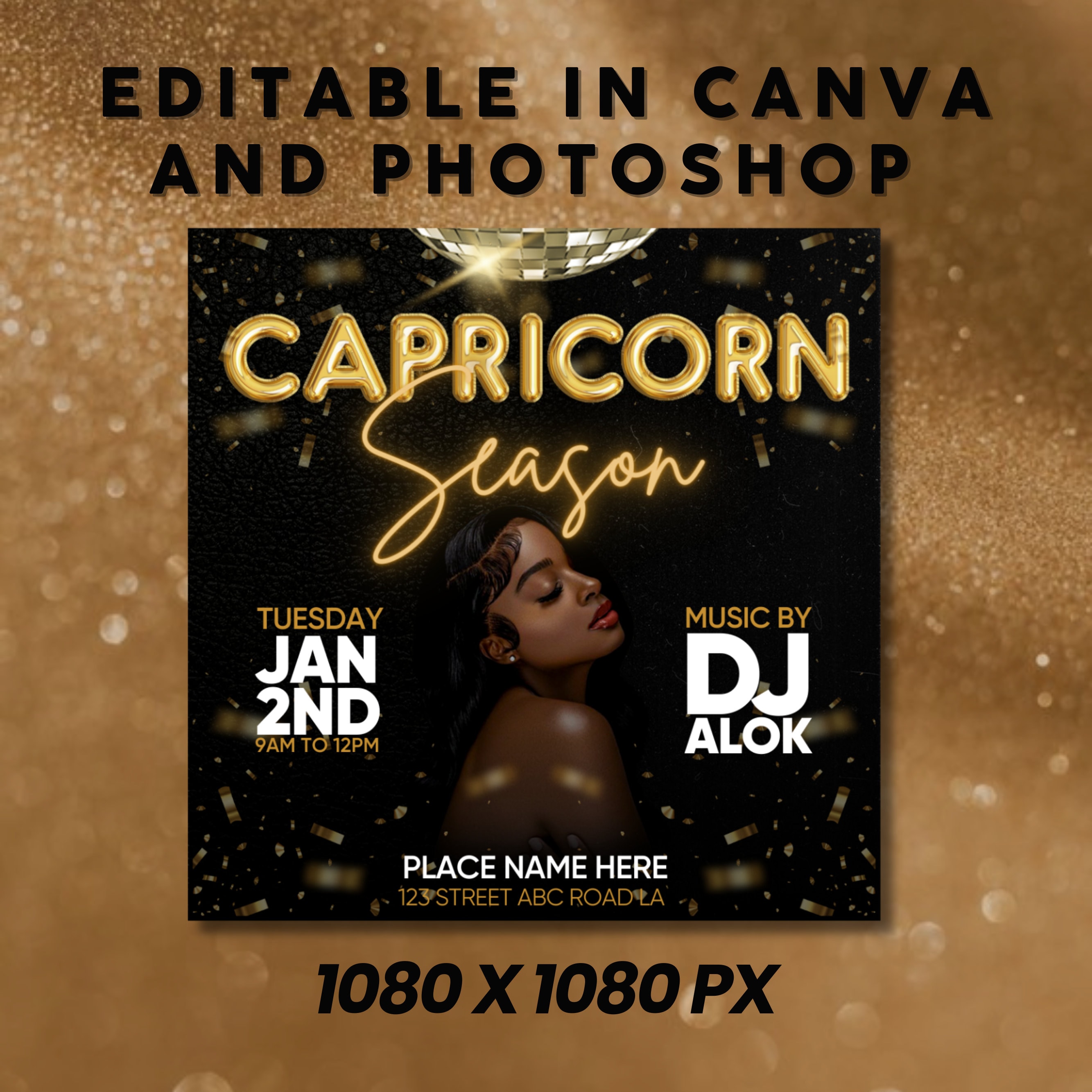 Capricorn Birthday Flyer, Capricorn Birthday Invitation, Capricorn ...