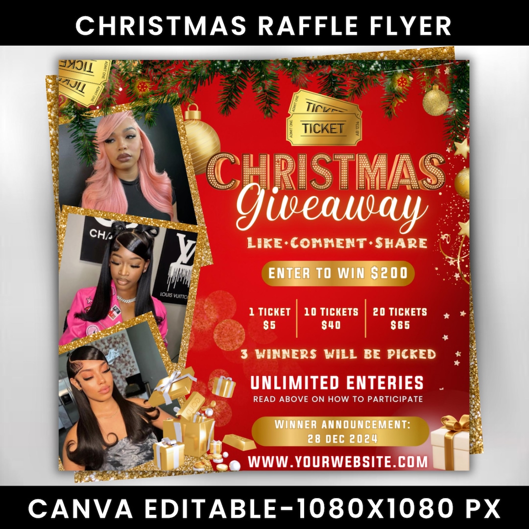 Christmas Raffle Flyer, Christmas Flyer, DIY Flyer Design Template ...