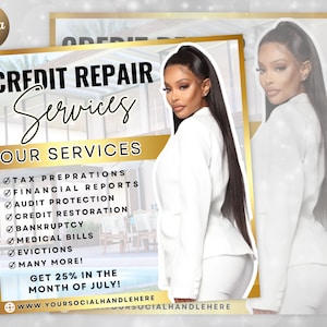 Credit Repair Flyer, Canva Credit Repair Flyer Template, DIY Flyer ...
