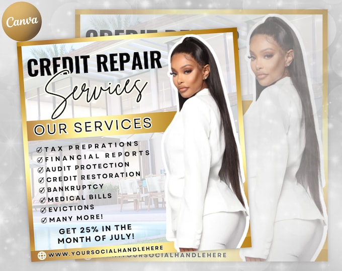 Credit Repair Flyer, Canva Credit Repair Flyer Template, DIY Flyer ...