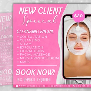 Facial Specials Flyer DIY Canva Template Facial Treatment Flyer Book ...