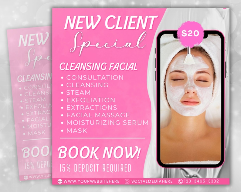 Facial Specials Flyer DIY Canva Template Facial Treatment - Etsy