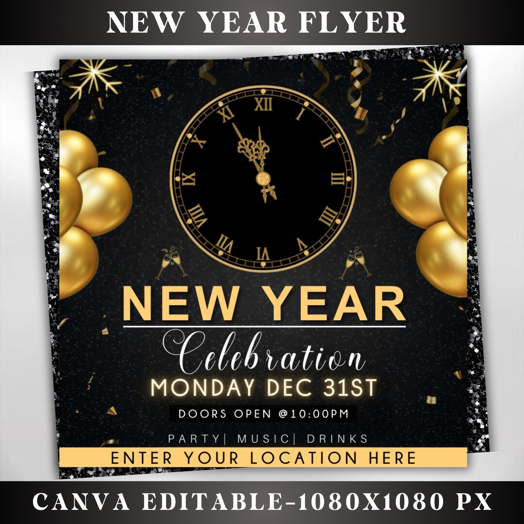 2024 New Years Flyer, New Years Invite, Happy New Year Flyer, Holiday ...