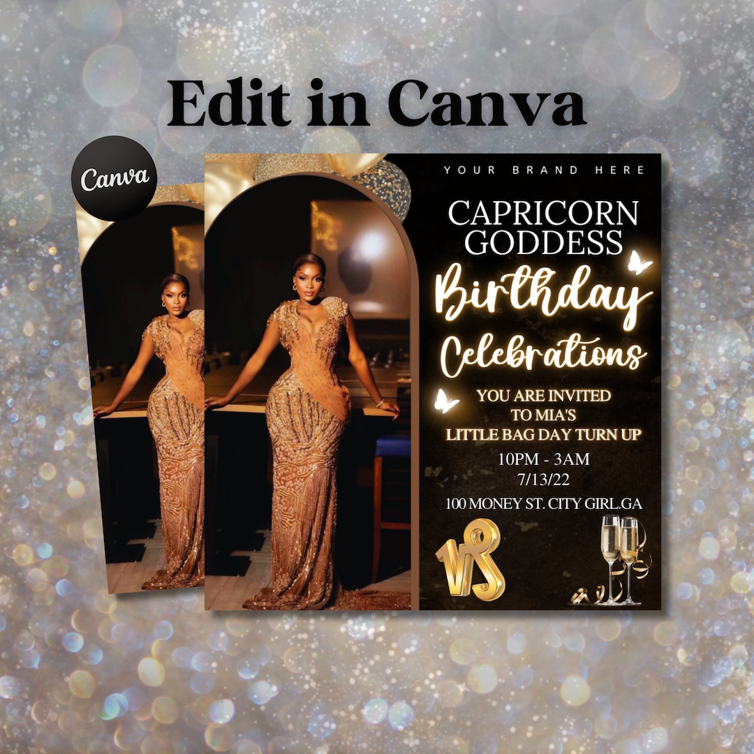 Capricorn Birthday Flyer, Birthday Girl, Happy Birthday Flyer ...