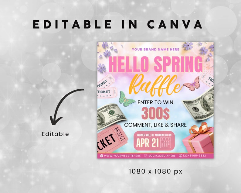 Spring Raffle Flyer, DIY Flyer Template Design, Spring Giveaway Flyer ...