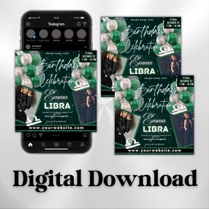 Libra Birthday Flyer, Birthday Template, Birthday Girl, Party Flyer ...