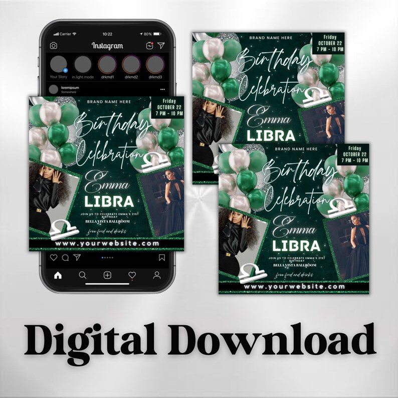 Libra Birthday Flyer, Birthday Template, Birthday Girl, Party Flyer ...