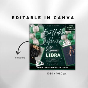 Libra Birthday Flyer, Birthday Template, Birthday Girl, Party Flyer ...