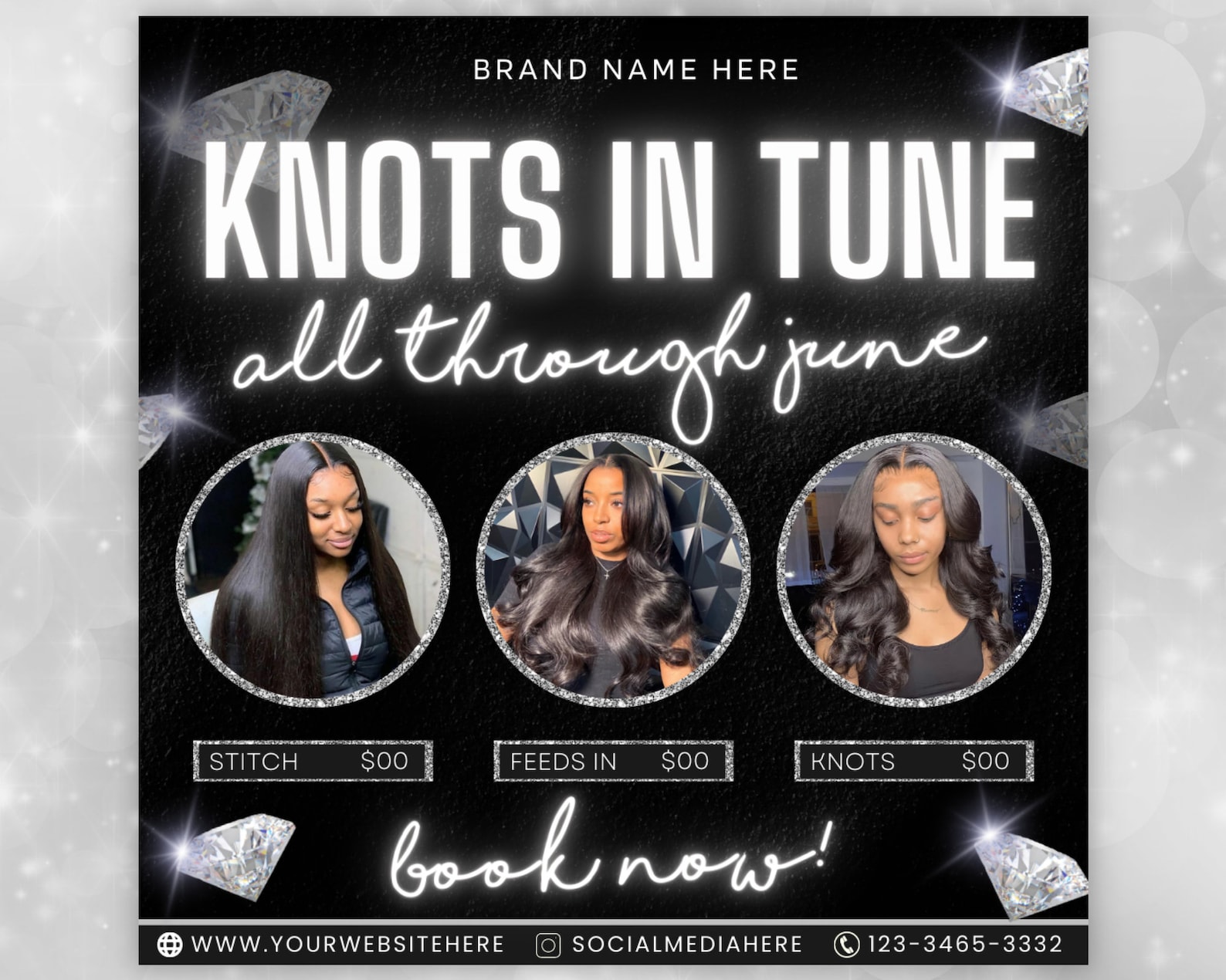 June Booking Flyer, June Hair Braiding Flyer, Knotless Braids Flyer ...