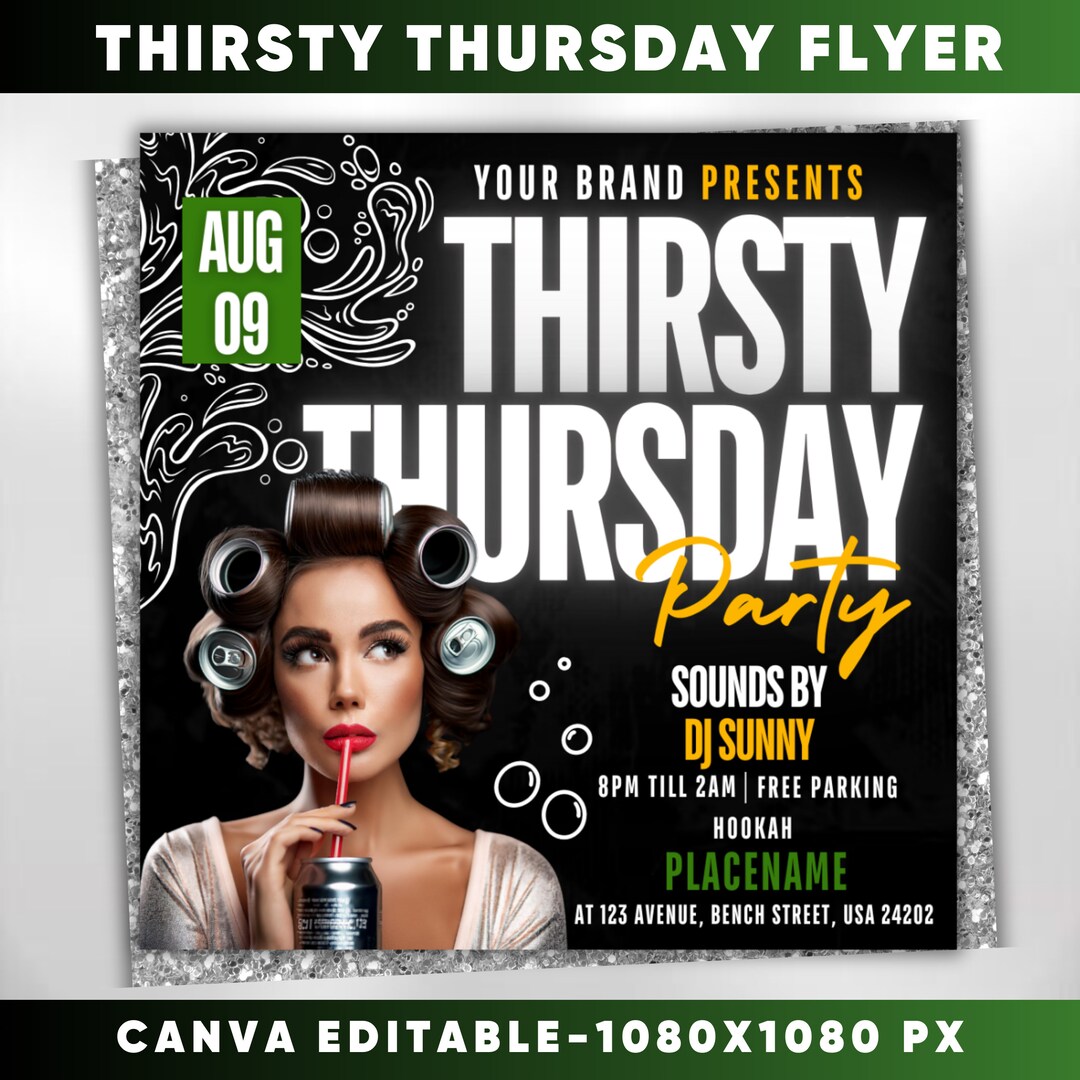 Thirsty Thursday Party Flyer, Editable Thursdays Party Flyer, Thursday ...