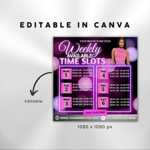 Weekly Availability Time Slots Flyer, Weekly Availability Calendar ...