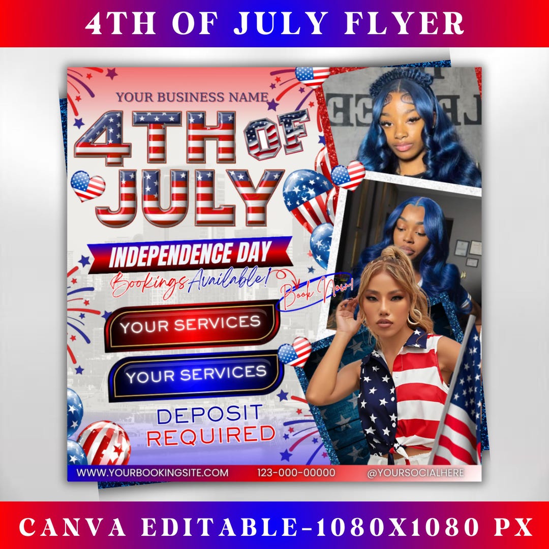 4th of July Flyer, 4th of July Sale Flyer, Knotless Braids, M Flyer ...