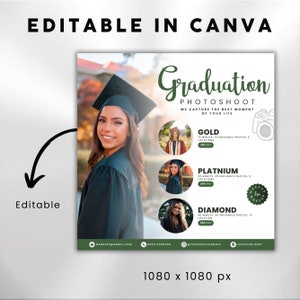 Graduation Photoshoot Flyer, Editable Template (1080x1080 Px) - Etsy