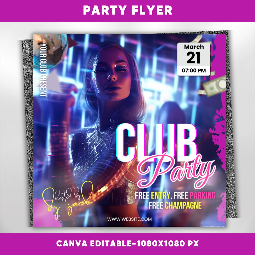 Club Flyer Template, Event Flyer, DIY Flyer Design, Digital Birthday ...