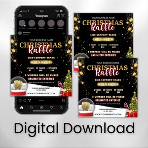 Christmas Raffle Giveaway Flyer, DIY Holiday Flyer, Giveaway Flyer, DIY ...