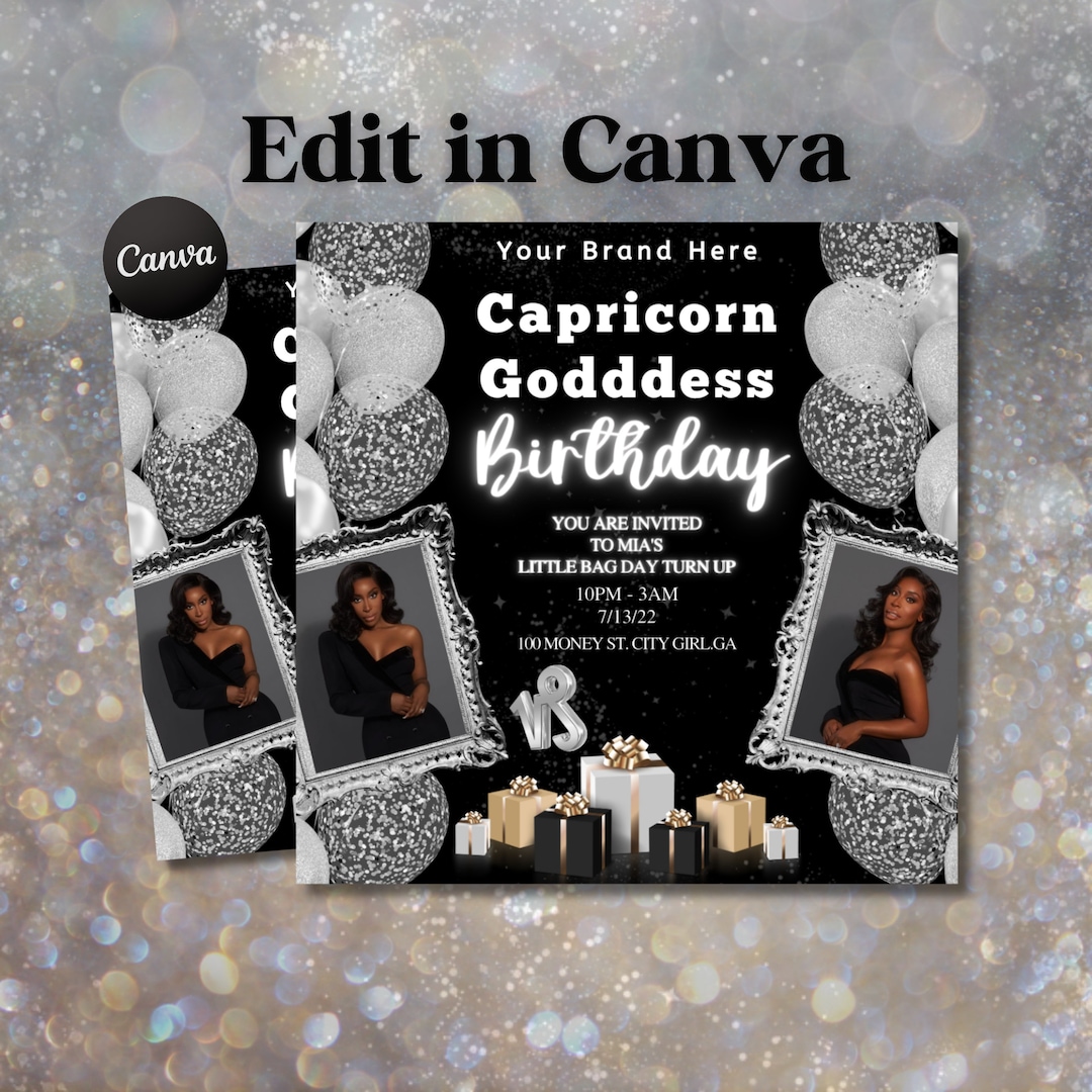 Capricorn Birthday Flyer, Birthday Girl, Happy Birthday Flyer ...