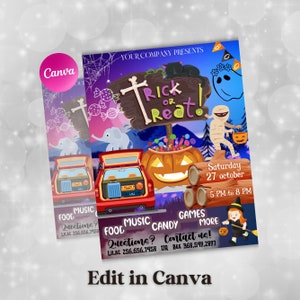 EDITABLE Trunk or Treat, Halloween Flyer, Trunk or Treat Invitation ...