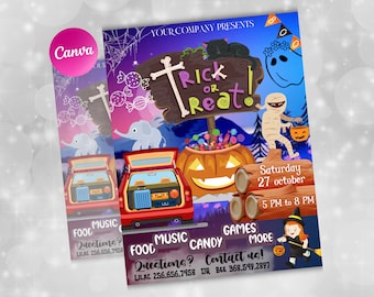 EDITABLE Trunk or Treat, Halloween Flyer, Trunk or Treat Invitation ...