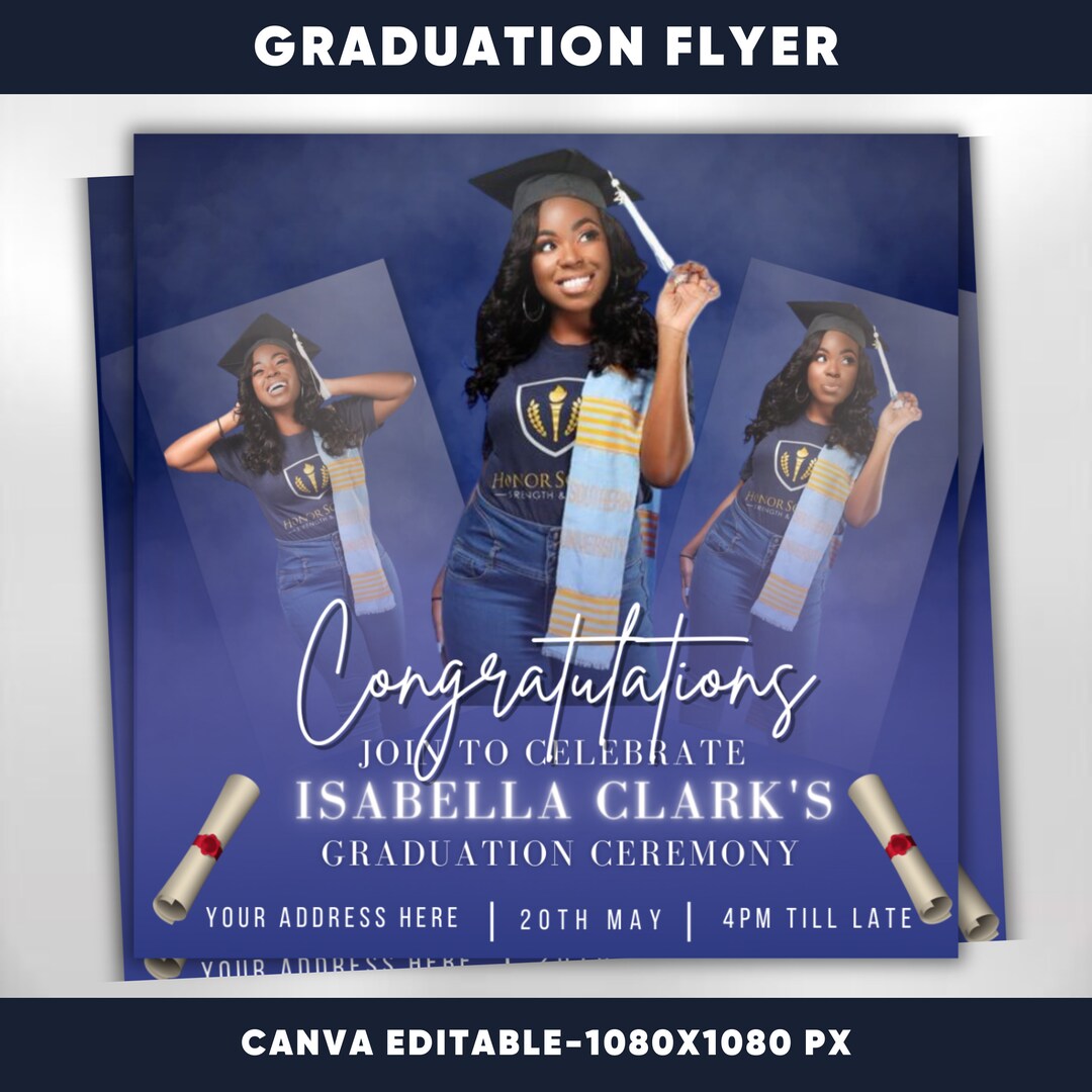 Class of 2024 Graduation Flyer, Canva Graduation Invite, DIY Grad ...