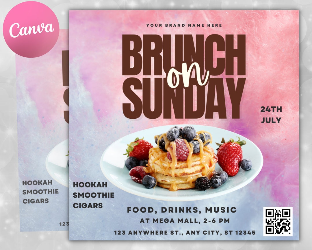 Brunch Flyer, DIY Brunch Invitation Birthday Brunch Flyer Template ...
