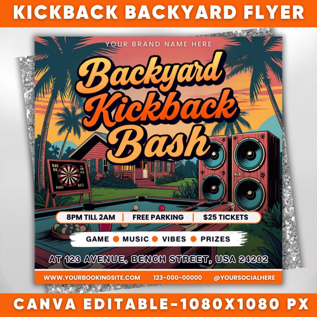 Backyard Party Flyer, Backyard Bbq Flyer, Summer Cookout Flyer, Bbq ...