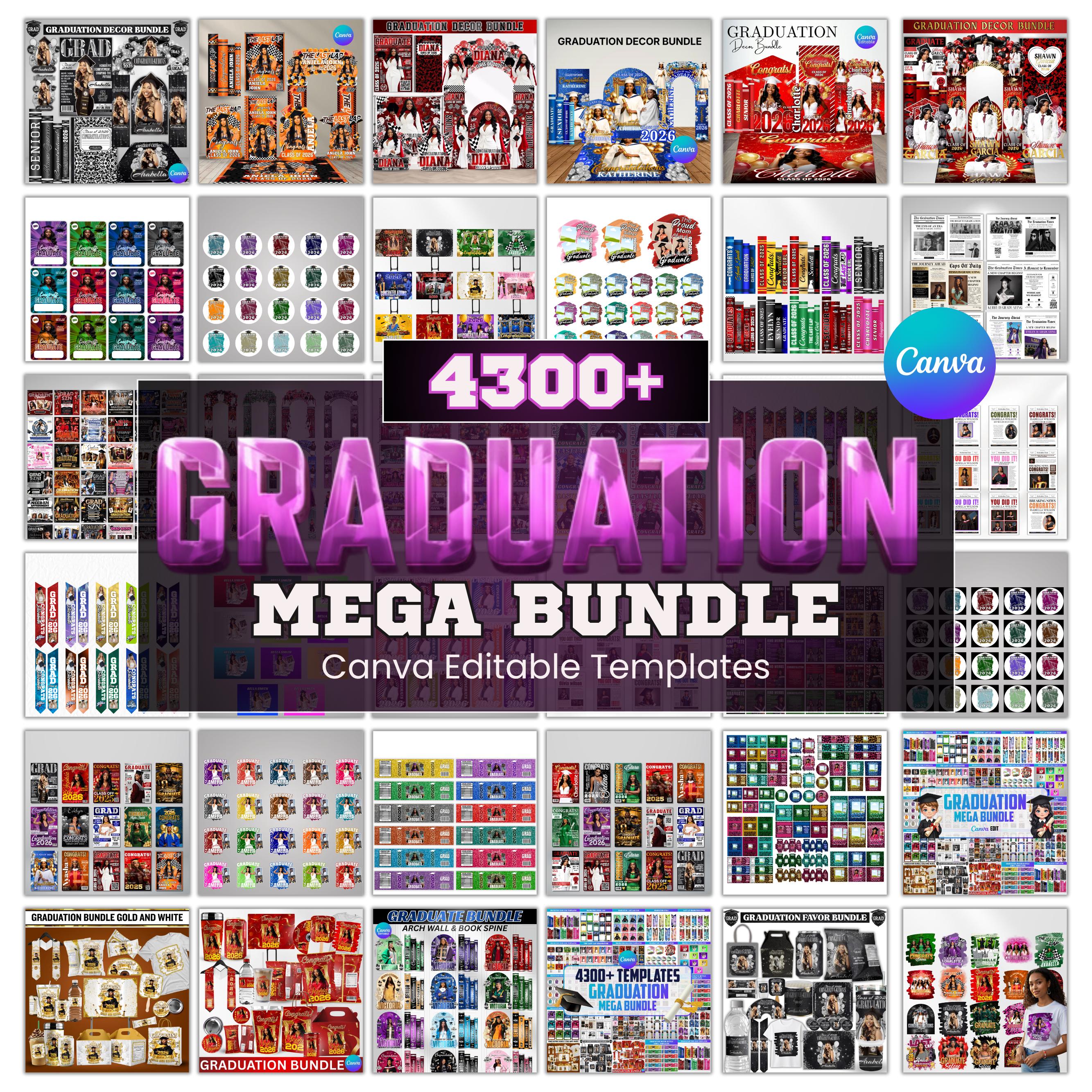 4300+ Graduation Mega Bundle Canva Templates,class of 2026 Grad Party ...