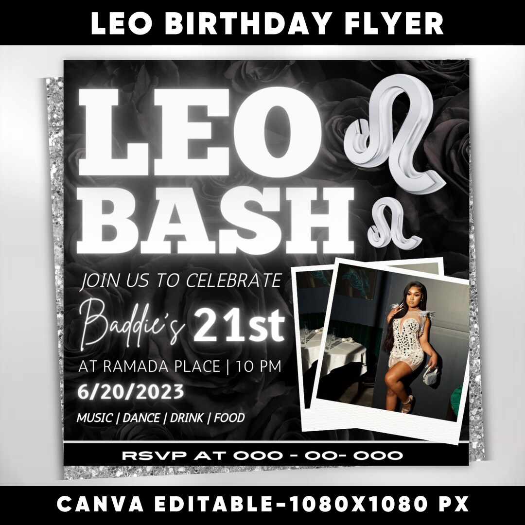 Leo Birthday Flyer, Birthday Template, Birthday Girl, Party Flyer ...