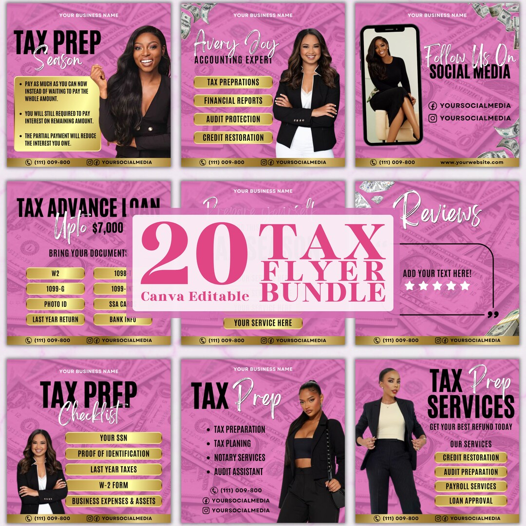 Tax Prep Bundle, Editable Tax Season Flyer, Tax Service Flyer, Tax Prep ...
